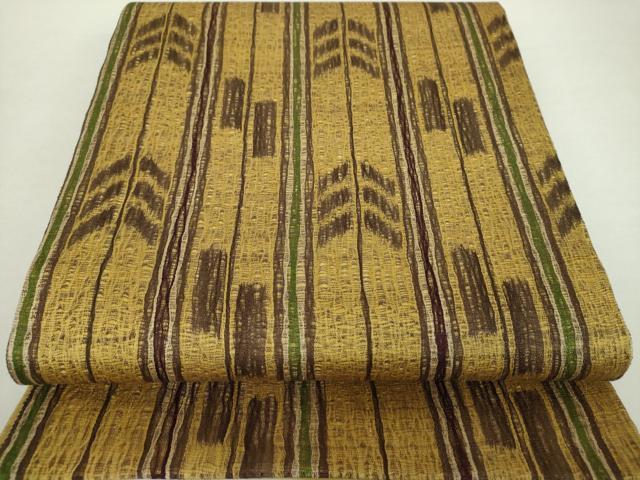 平和屋着物▽全通柄袋帯　スリーシーズン帯　春　夏　秋　櫛織り　間道　ますいわ屋扱い　正絹　逸品　DAAZ0919ps