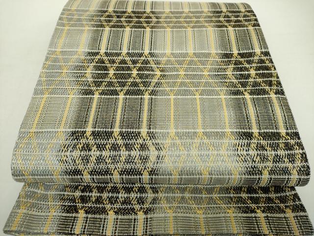 平和屋着物●ひなや工房　くむ・あむ・おる　伊豆蔵明彦　組織　六通柄袋帯　菱間道　金糸　正絹　逸品　DAAZ0920ps