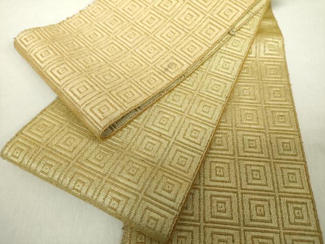 平和屋着物●男性　本場筑前博多織　両面　角帯　格子　正絹　逸品　DAAZ0925ps