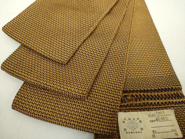 平和屋着物●男性　本場筑前博多織　角帯　横段文　証紙付き　正絹　逸品　未使用　DAAZ0926ps
