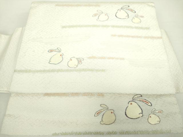 平和屋着物●ワンタッチつけ帯　兎　正絹　逸品　DAAZ0930ps