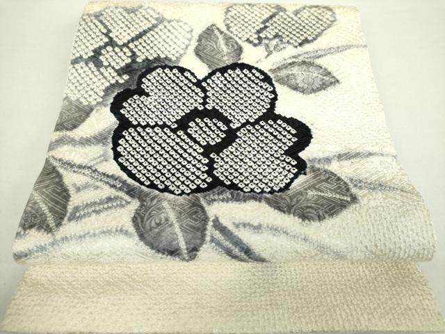 平和屋着物●名門　藤娘きぬたや・総絞り　九寸開き名古屋帯　草花文　正絹　逸品　DAAZ0961ps