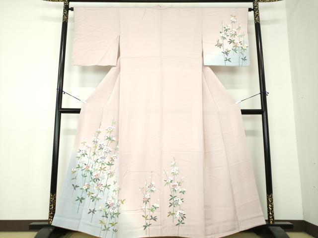 平和屋着物●訪問着　友禅　草花文　暈し染め　正絹　逸品　DAAZ0970ps