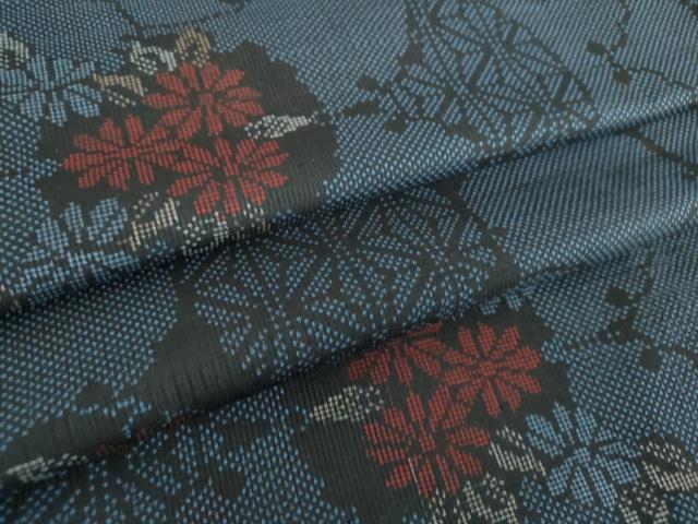 平和屋着物●本場大島紬　7マルキ　雪輪重ね花文　正絹　逸品　DAAZ0975ps