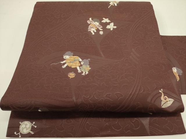 平和屋着物●九寸名古屋帯　童子遊び　正絹　逸品　DAAZ2195op