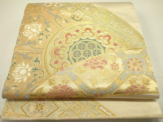平和屋着物●西陣　川島織物　六通柄　本袋帯　正倉院花文　金糸　正絹　逸品　DAAZ2264op