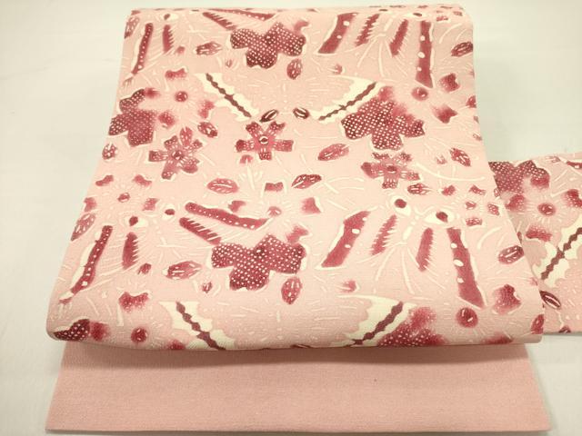 平和屋着物●九寸名古屋帯　型染　舞花　正絹　逸品　DAAZ2272op