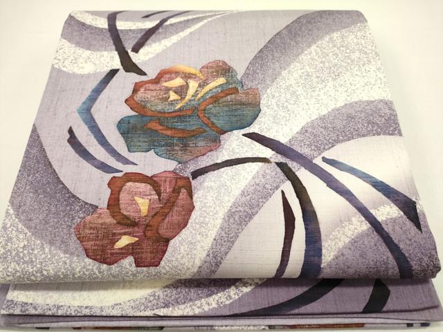 平和屋着物●太鼓柄袋帯　作家物　紬地　舞花　ろうけつ染め　正絹　逸品　未使用　DAAZ2303op