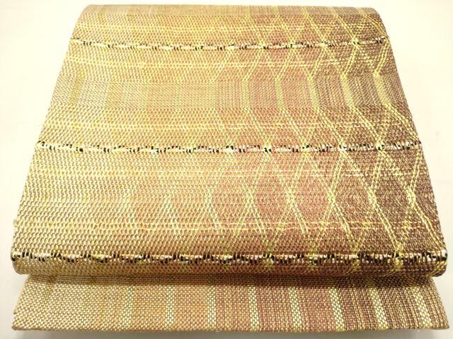 平和屋着物●ひなや工房　くむ・あむ・おる　伊豆蔵明彦　組織　太鼓柄袋帯　幾何学文様　金糸　正絹　逸品　DAAZ2307op