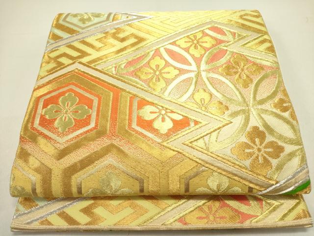 平和屋着物●西陣　川島織物　六通柄　本袋帯　吉祥花文　金銀糸　正絹　逸品　DAAZ2320op