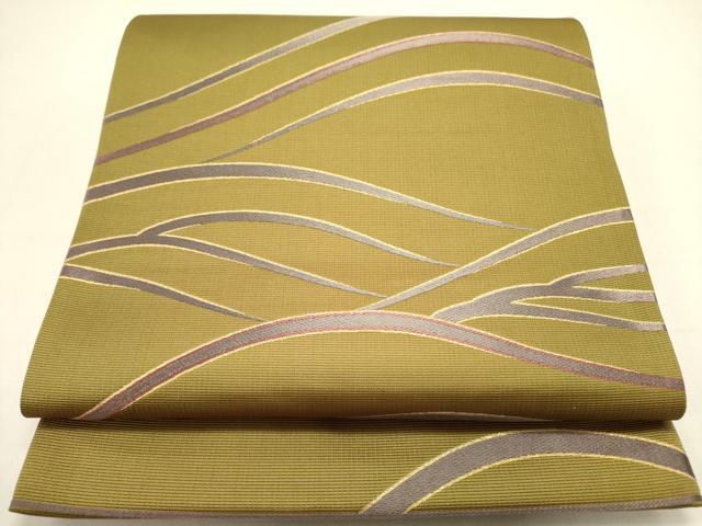 平和屋着物●六通柄袋帯　流水文　金糸　正絹　逸品　DAAZ2321op