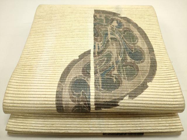 平和屋着物●太鼓柄袋帯　鷲　ワシ　幾何学文様　正絹　逸品　DAAZ2361op