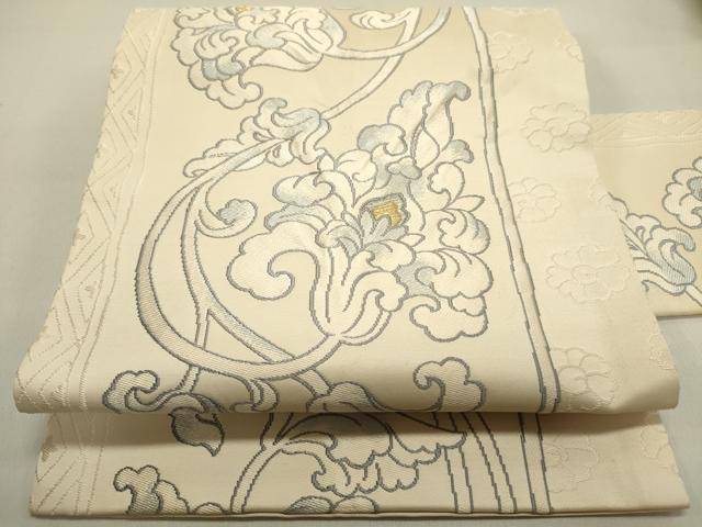 平和屋着物●九寸名古屋帯　唐織　更紗花文　金銀糸　正絹　逸品　DAAZ2365op