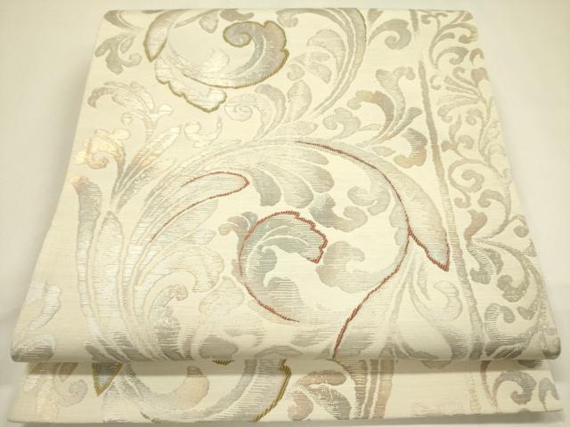 平和屋着物●西陣織　天平初年創始の京の老舗　洛陽織物　両面　六通柄袋帯　花唐草文　金銀糸　正絹　逸品　DAAZ2411op