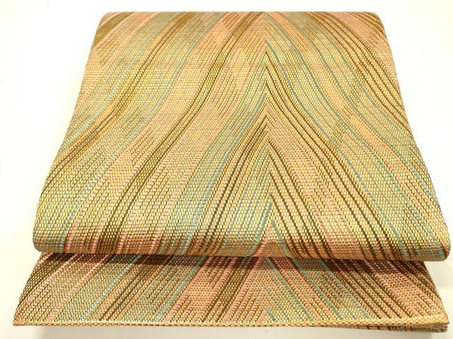 平和屋着物●都喜ヱ門　本場大島紬　全通柄袋帯　幾何学文様　金糸　藤絹織物謹製　正絹　逸品　DAAZ2418op