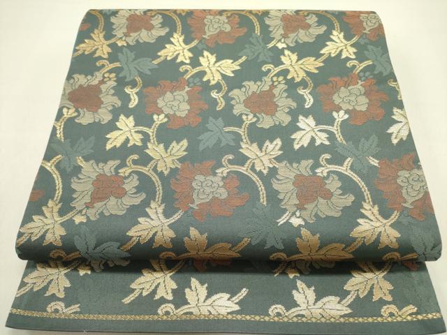 平和屋着物●西陣古代錦　六通柄袋帯　牡丹花唐草文　金糸　正絹　逸品　DAAZ2811op