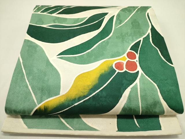 平和屋着物●六通柄袋帯　南天文　正絹　逸品　DAAZ2813op