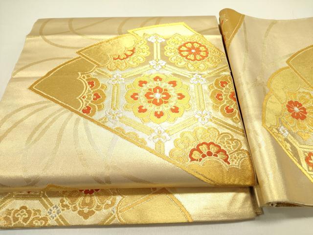 平和屋着物●西陣の名門　本家加納　つけ帯　檜扇正倉院花文　金糸　正絹　逸品　DAAZ2828op