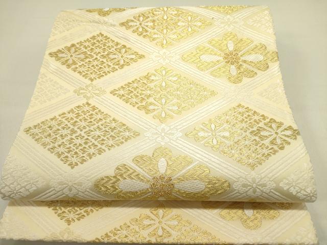平和屋着物●六通柄袋帯　吉祥唐織　新小石丸　花菱文　金糸　正絹　逸品　DAAZ2841op
