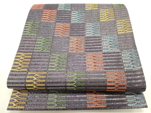 平和屋着物●六通柄袋帯　抽象文様　正絹　逸品　未使用　DAAZ2843op