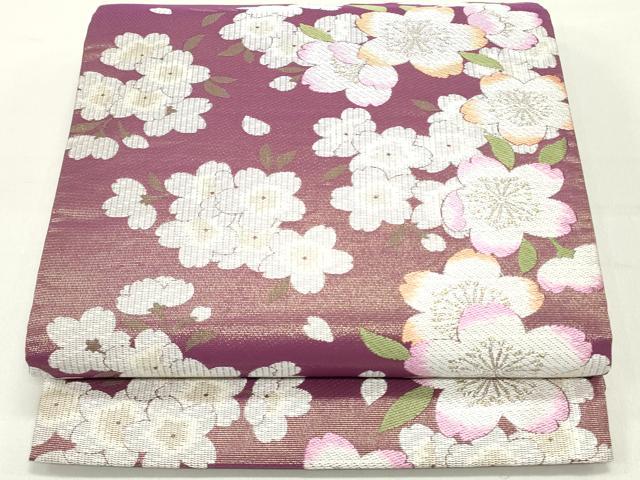 平和屋着物●六通柄袋帯　舞桜文　金糸　正絹　逸品　DAAZ3021ob