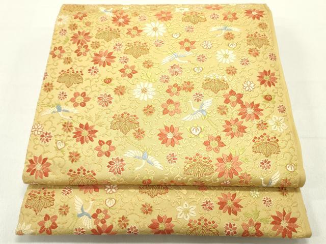 平和屋着物▼西陣　浅野織屋謹製　六通柄　本袋帯　唐織　飛鶴花唐草文　金糸　証紙付き　正絹　逸品　DAAZ3024ob