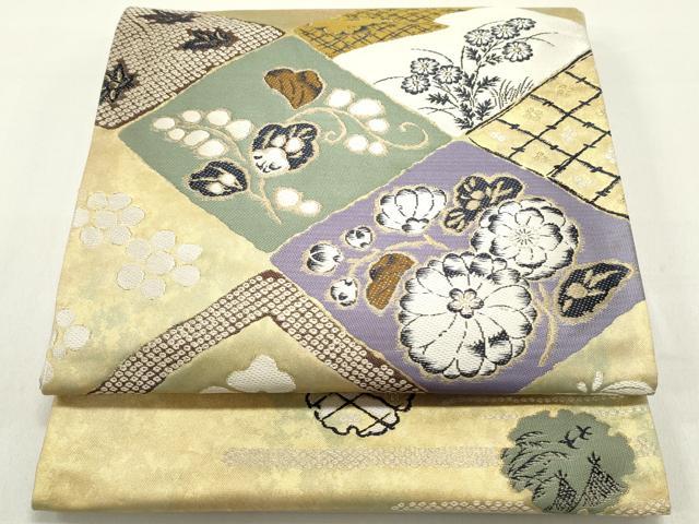 平和屋着物●西陣名門　鹿子井山田　六通柄袋帯　花の宴　金糸　引箔　証紙付き　正絹　逸品　未使用　DAAZ3032ob