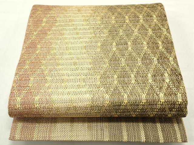 平和屋着物●ひなや工房　くむ・あむ・おる　伊豆蔵明彦　組織　太鼓柄袋帯　横段文　金糸　正絹　逸品　DAAZ3035ob