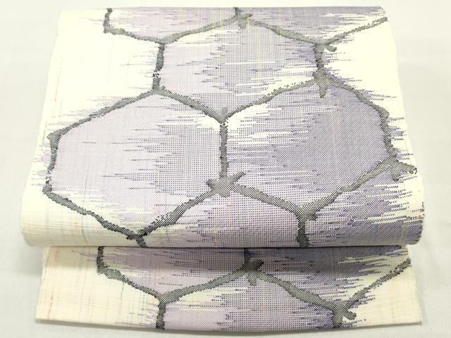 平和屋着物▼八寸名古屋帯　紬地　亀甲文　正絹　逸品　DAAZ3046ob