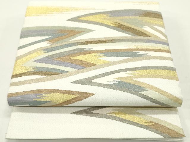 平和屋着物●爪掻き本綴れ　六通柄袋帯　霞横段文　金銀糸　正絹　逸品　DAAZ3094ob