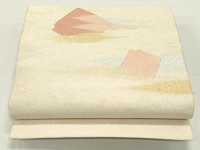 平和屋着物●西陣　安田つづれ工房謹製　爪掻き本綴れ　八寸名古屋帯　霞文　金銀糸　証紙付き　逸品　DAAZ3097ob