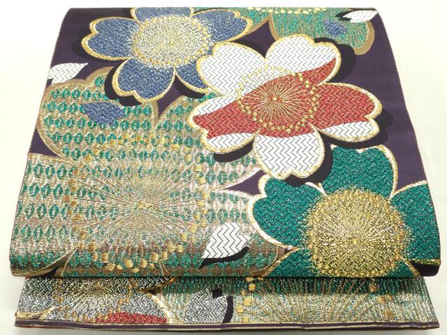 平和屋着物●六通柄袋帯　優美五彩　金銀糸　正絹　逸品　DAAZ3103ob