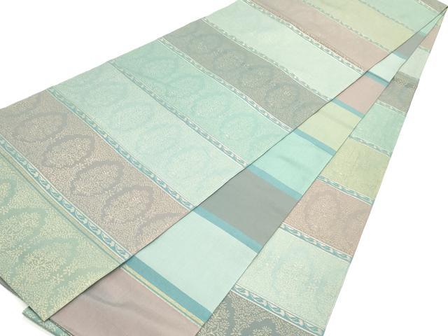 平和屋着物●織物一筋名門　織悦　両面　全通柄　本袋帯　草花間道　金糸　正絹　逸品　DAAZ3146ob