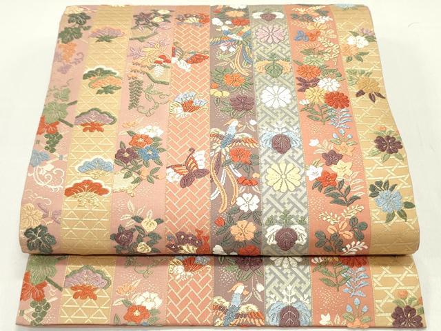 平和屋着物●織紋意匠鈴木　六通柄袋帯　唐錦　能華献上文　金糸　正絹　逸品　DAAZ3154ob