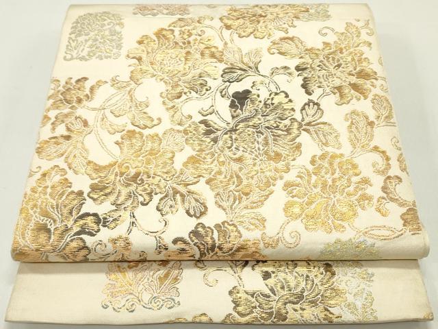 平和屋着物●龍村平蔵製　六通柄　本袋帯　兎煌印金錦　金銀糸　正絹　逸品　DAAZ3165ob