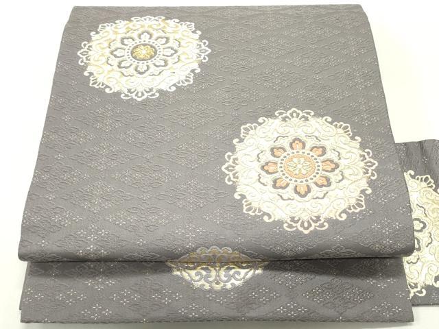 平和屋着物●九寸名古屋帯　唐織　正倉院花文　金糸　正絹　逸品　DAAZ3182ob