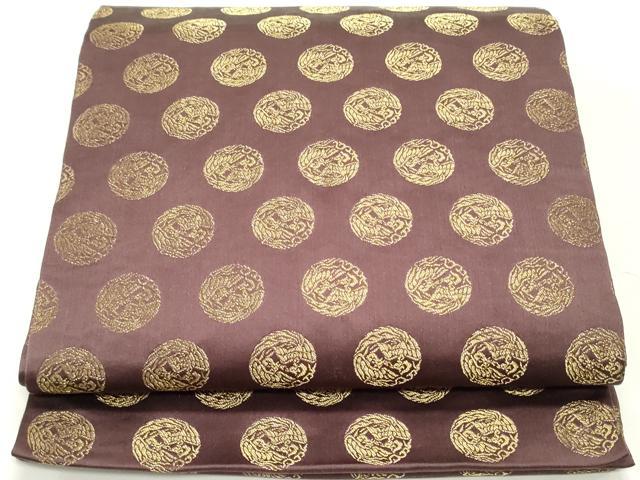 平和屋着物●九寸開き名古屋帯　向かい鳥丸文　金糸　正絹　逸品　DAAZ3183ob