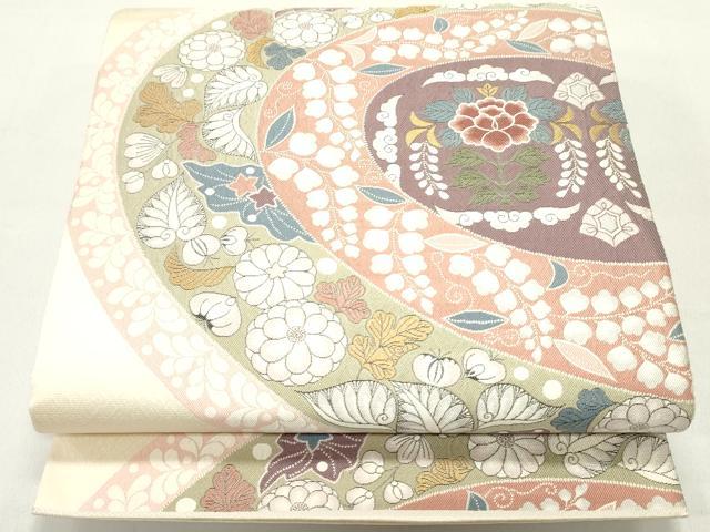 平和屋着物●六通柄袋帯　辻が花　正絹　逸品　DAAZ3188ob