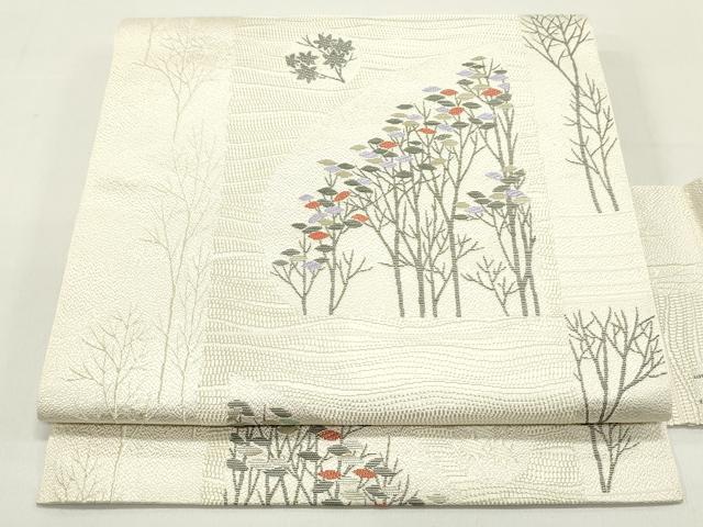 平和屋着物●本場筑前博多織　八寸名古屋帯　樹林間道　金糸　正絹　逸品　DAAZ3210ob