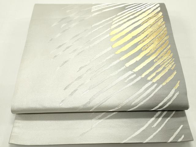 平和屋着物●六通柄袋帯　霞間道　金銀糸　正絹　逸品　DAAZ3226ob