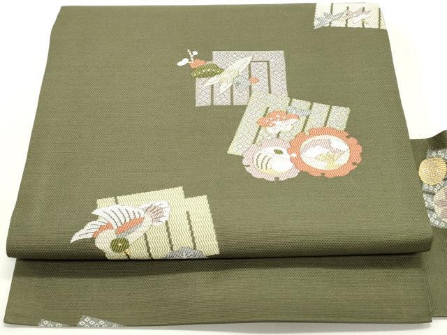 平和屋着物●九寸名古屋帯　唐織　源氏香雪輪花鳥文　正絹　逸品　DAAZ3230ob