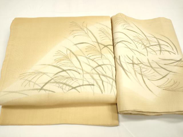 平和屋着物＊夏物　つけ帯　手描き　稲穂　金彩　正絹　逸品　DAAZ4001cm