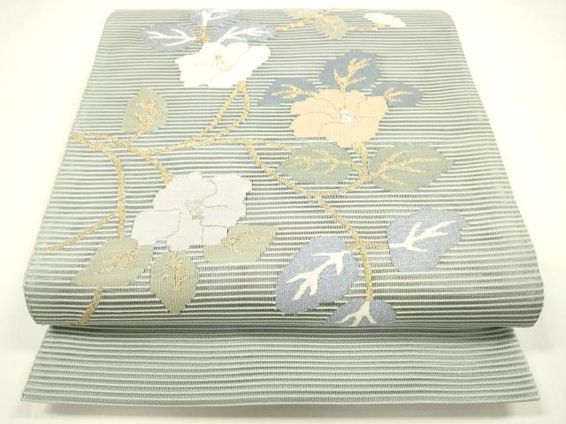 平和屋着物＊夏物　太鼓柄袋帯　枝椿　金銀糸　正絹　逸品　DAAZ4005cm