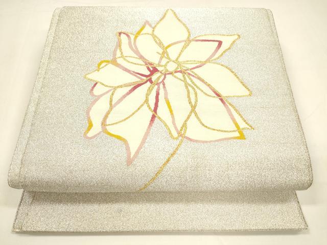 平和屋着物●爪掻き本綴れ　八寸名古屋帯　舞花文　金銀糸　正絹　逸品　DAAZ4036cm