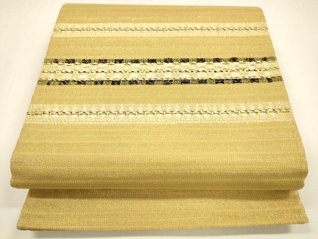 平和屋着物●ひなや工房　くむ・あむ・おる　伊豆蔵明彦　組織　太鼓柄袋帯　横段文　金糸　正絹　逸品　DAAZ4072cm