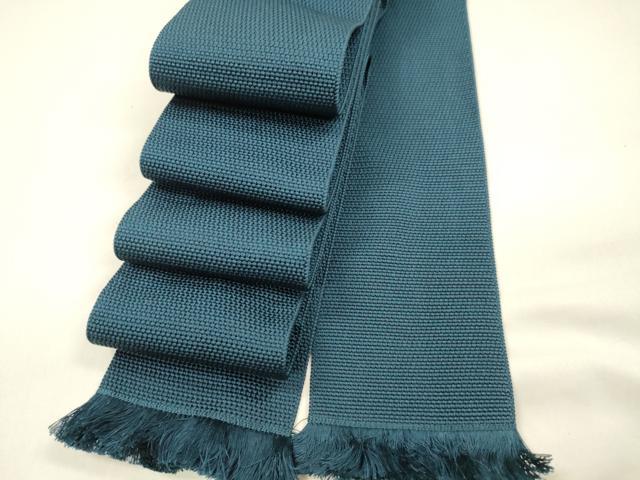 平和屋着物●男性　本場筑前博多織　角帯　藍色　正絹　逸品　DAAZ4097cm