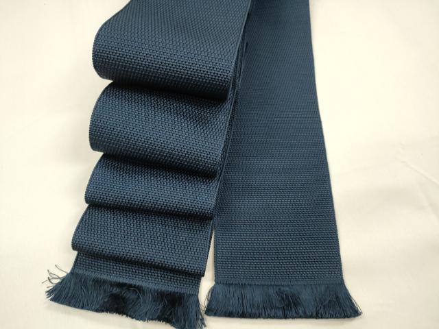 平和屋着物●男性　本場筑前博多織　角帯　紺青色　正絹　逸品　DAAZ4098cm