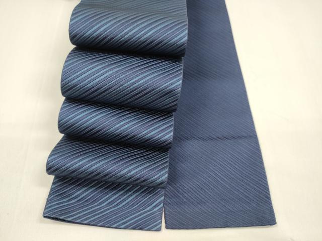 平和屋着物●男性　本場筑前博多織　角帯　井上絹織謹製　斜線文　証紙付き　正絹　逸品　DAAZ4147cm