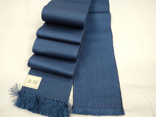 平和屋着物●男性　本場筑前博多織　角帯　市松文様　正絹　逸品　DAAZ4153cm