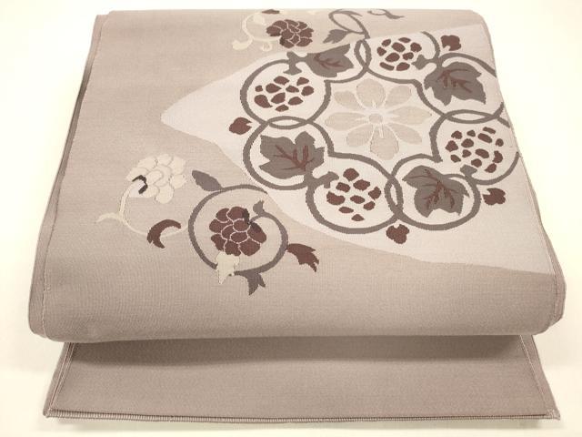 平和屋着物●爪掻き本綴れ　八寸名古屋帯　更紗花唐草文　正絹　逸品　DAAZ4190cm